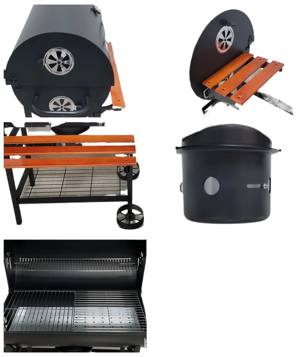 Black Oil Drum Barrel - Outdoor Cooking Roaster Stove BBQ