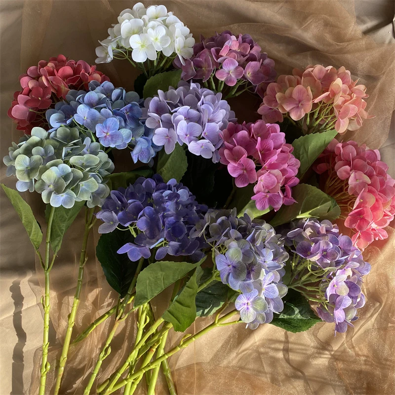 Wholesale Single Branch 3D Fantasy Rainbow Artificial Purple Hydrangea ...