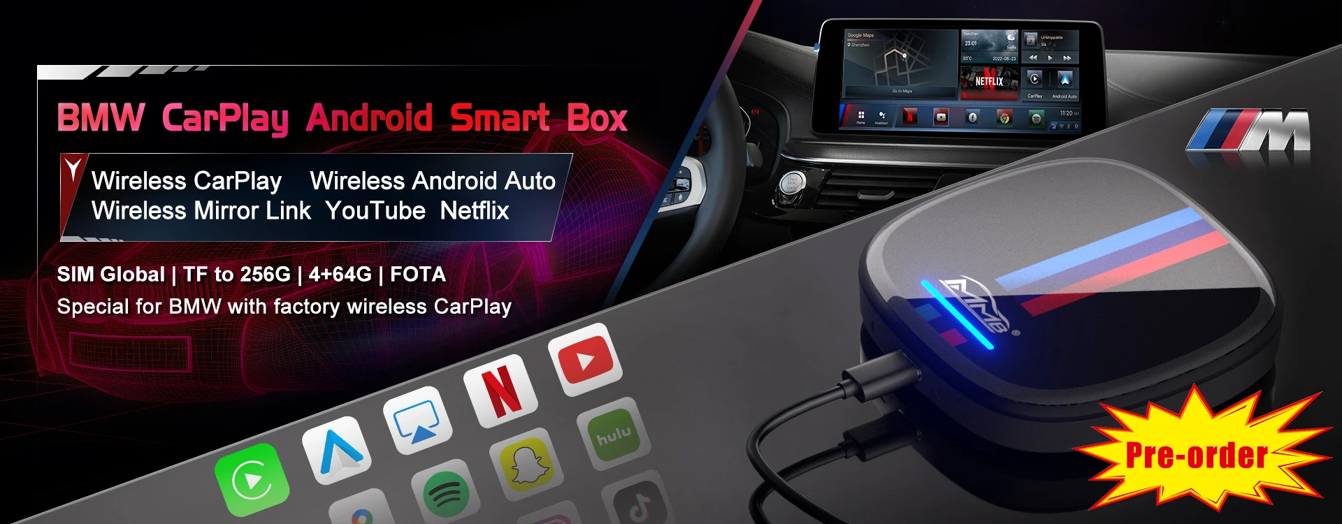 Joyeauto Mmb 4gb 64gb Android 10 Wireless Carplay Ai Video Box For Bmw Wireless Carplay Youtube ...