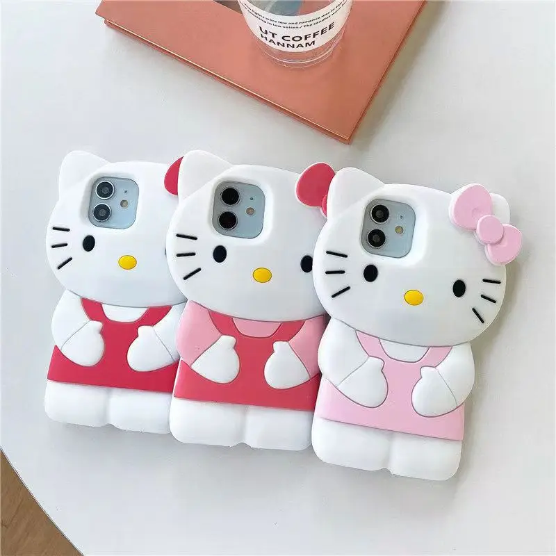 Factory Price Cute Hello Kitty Silicone 3d Soft Comfortable Cases For Iphone 1413 11 12 Pro Max ...