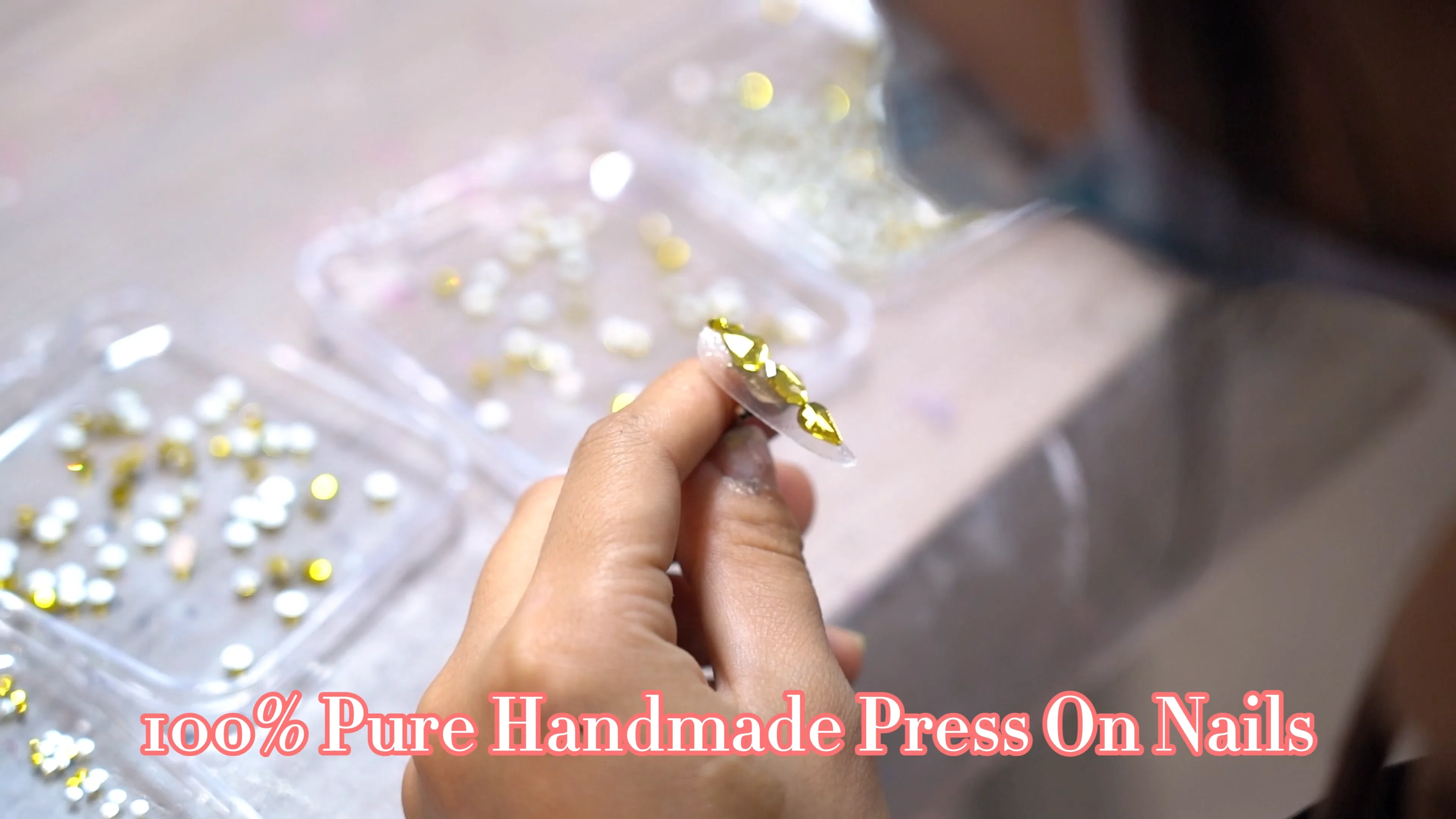 Factory Wholesale Fashion Acrylic Press On Nails Handmade Luxury Bling ...