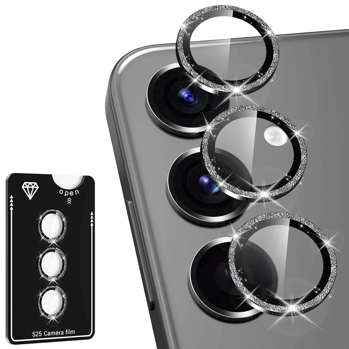 Bling Bling Alignment Fram Camera Protector for Samsung S24 Puls 25 23 ...
