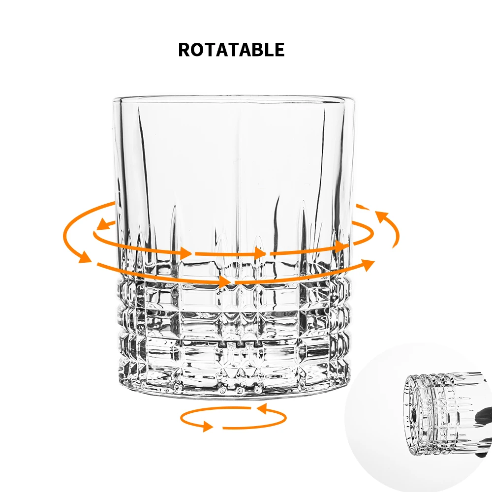Novare Wholesale 310ml Rotatable Old Fashioned Glasses Rotating Glass ...