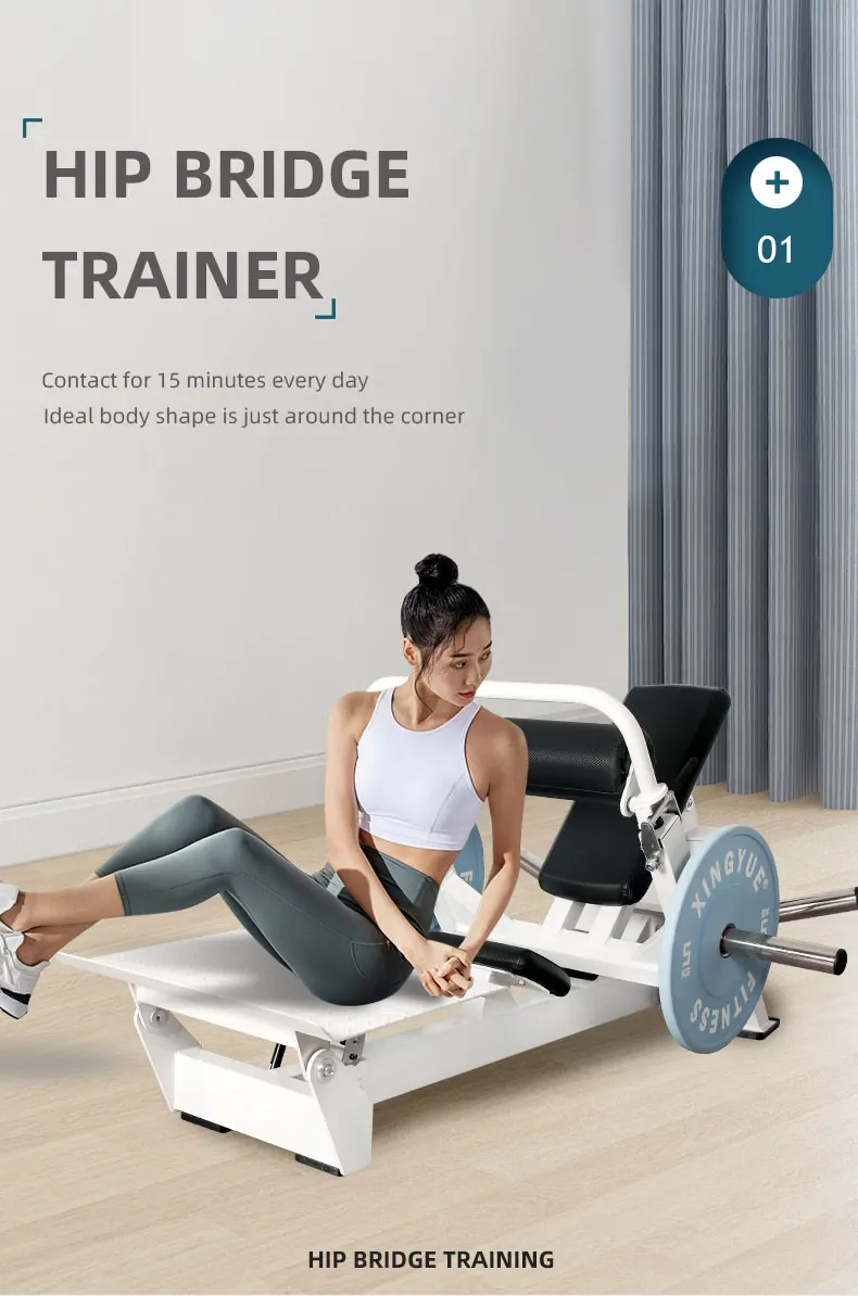 Hip Thrust Machine Plate-Loaded Glute Bridge Machine With Plate Holder ...