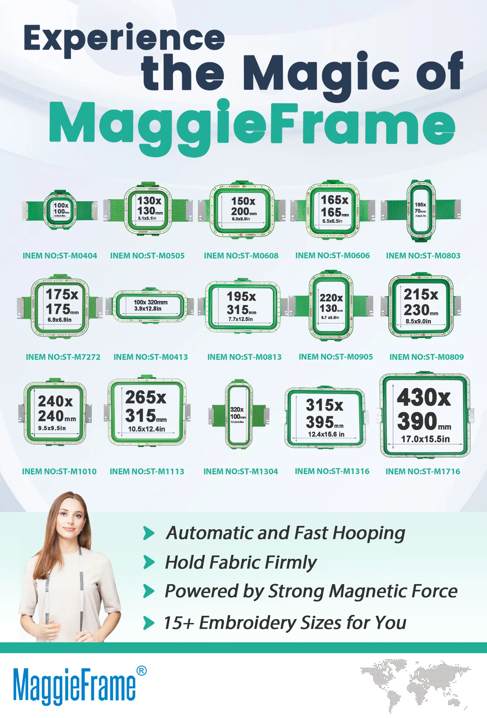 Mighty Hoops 8x13 Inch Magnetic Maggie Frames For Tajima Tfmx Tmar Tmbr ...