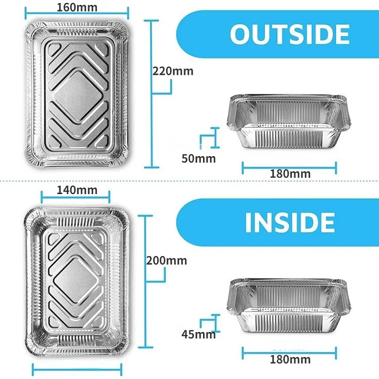 1100ml 2.25Lb Disposable Foil Containers With Lids Aluminum Foil Pans ...