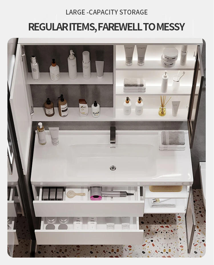 Sonsill Bathroom Equipment Drawer Storage Luxury Solid Wood And White ...