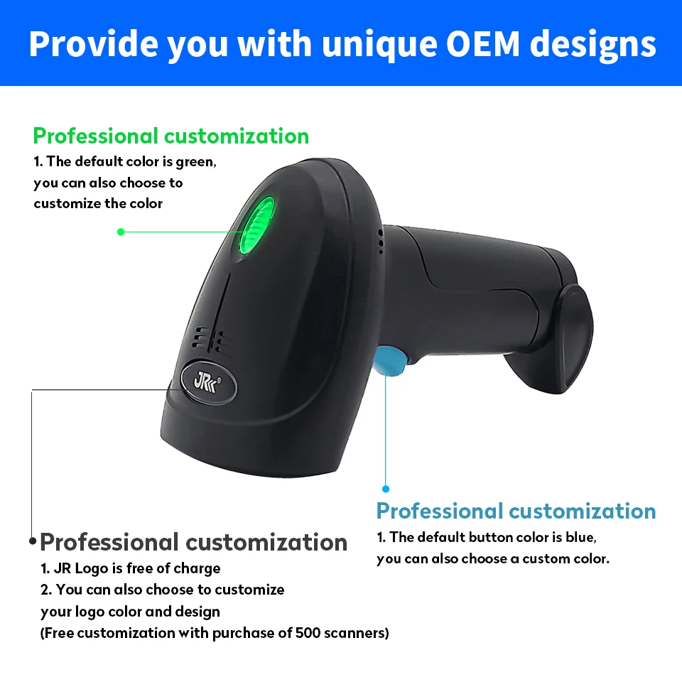 Jr Handheld Wireless Bluetooth 1d/2d Barcode Scanner Barcode Reader For ...