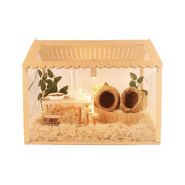 Sustainable Hamster Cage - Wood Carton Box Natural Easy Pet Cages