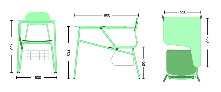 School Furniture Student Chair Arm Table College Desk Classroom Chair ...