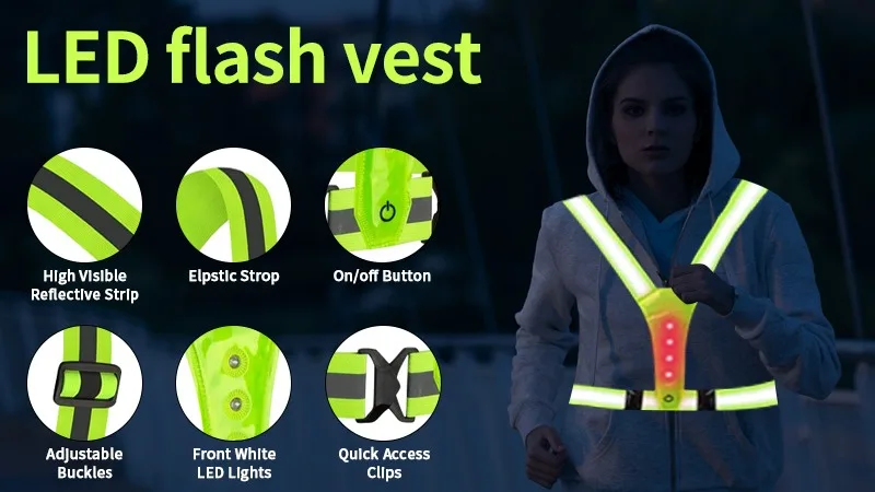 Engineer Men Women Safety Running Led Light Vest Belt Black High ...