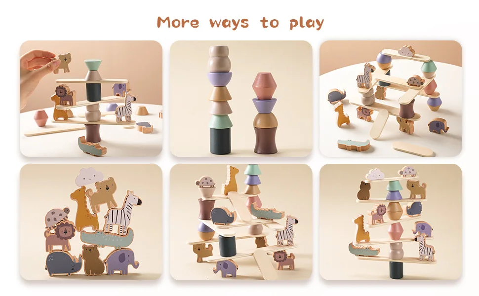 Wooden Animal Stacking Blocks - Preschool Educational Toys
