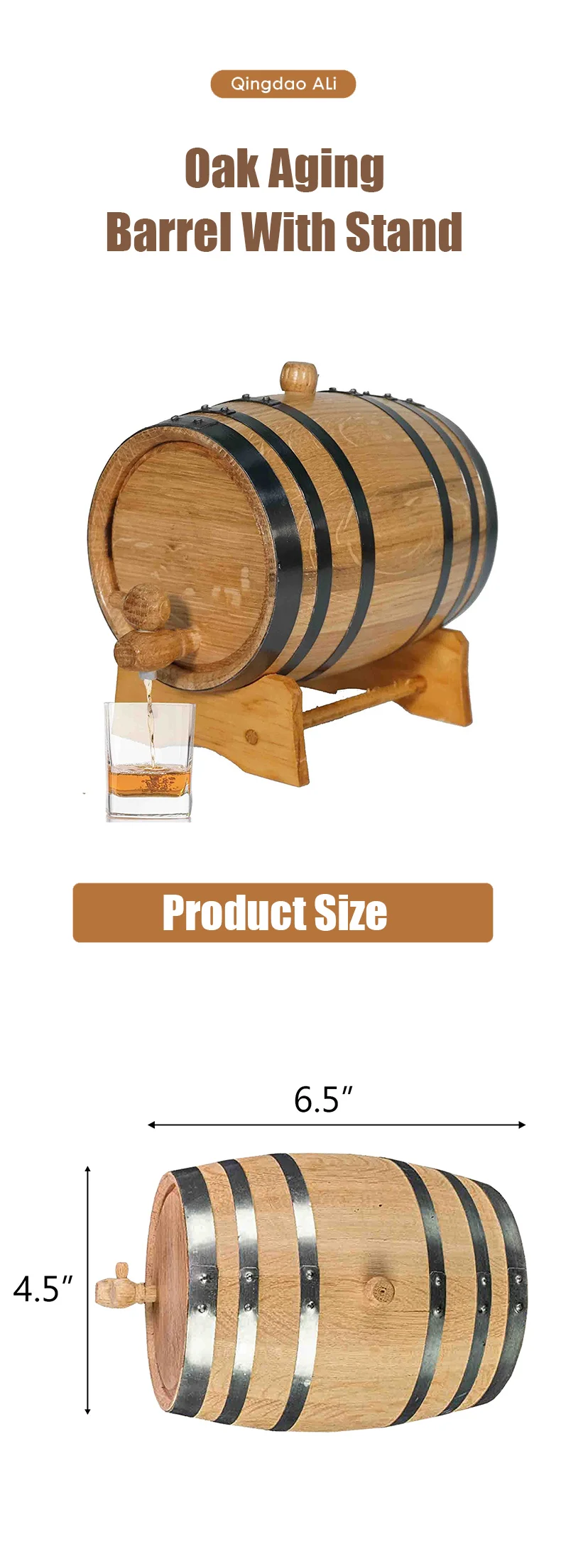 Rustic Wood Aged Cask Beer Barrel Dispenser Bucket Oak Aging Barrel ...