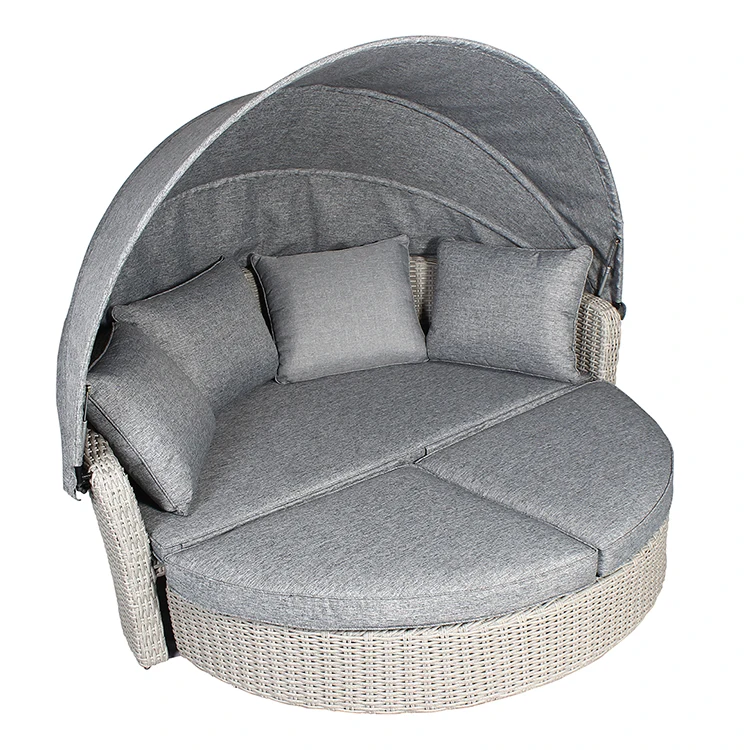 Luxury Elegant Modern Rattan Sun Bed with Aluminum Frame