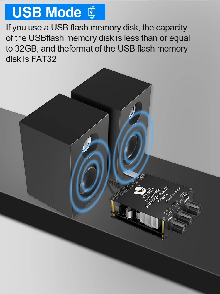 Dual Channel Mini 100W+100W Class D Digital Power AMP Module