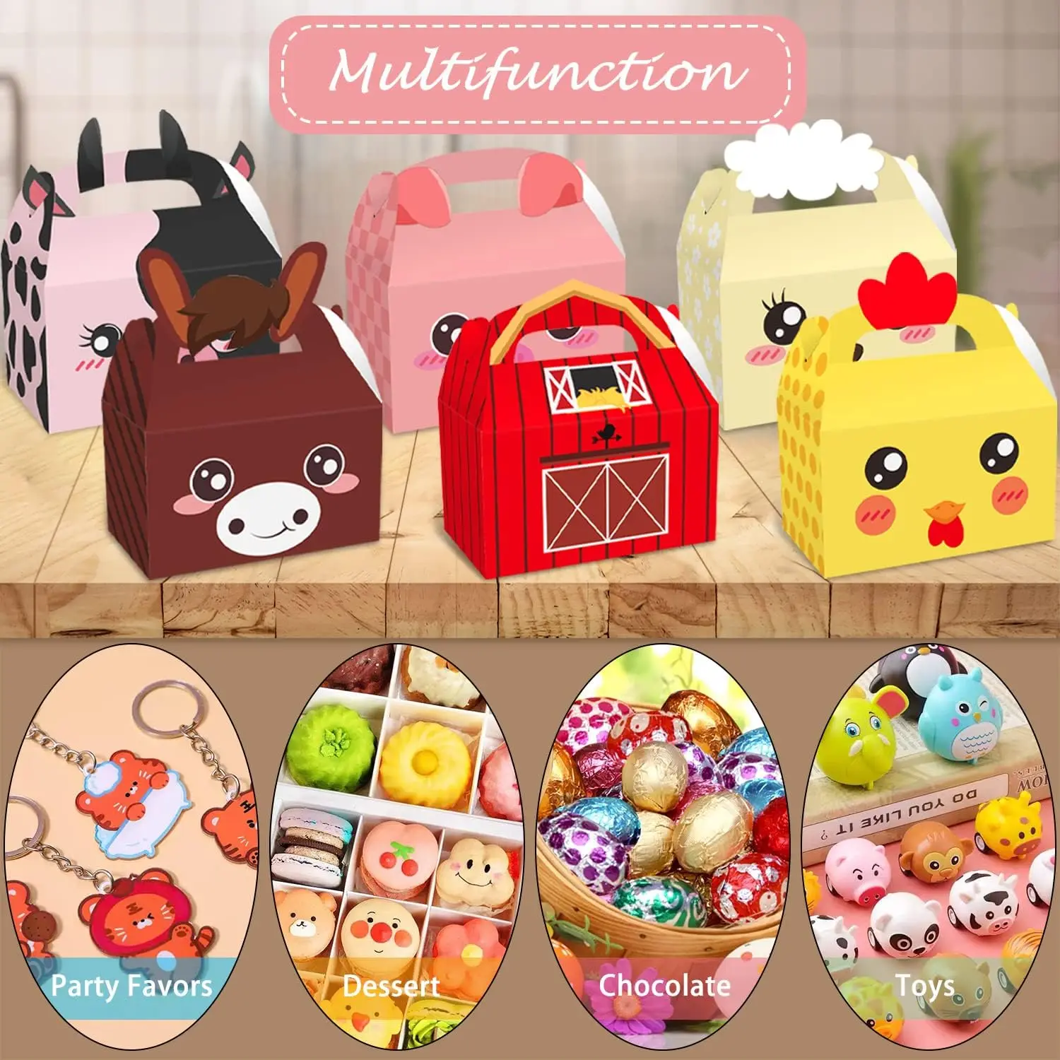 12PCS Farm Animal Party Decorations Favor Box Birthday Gift Box Farm ...
