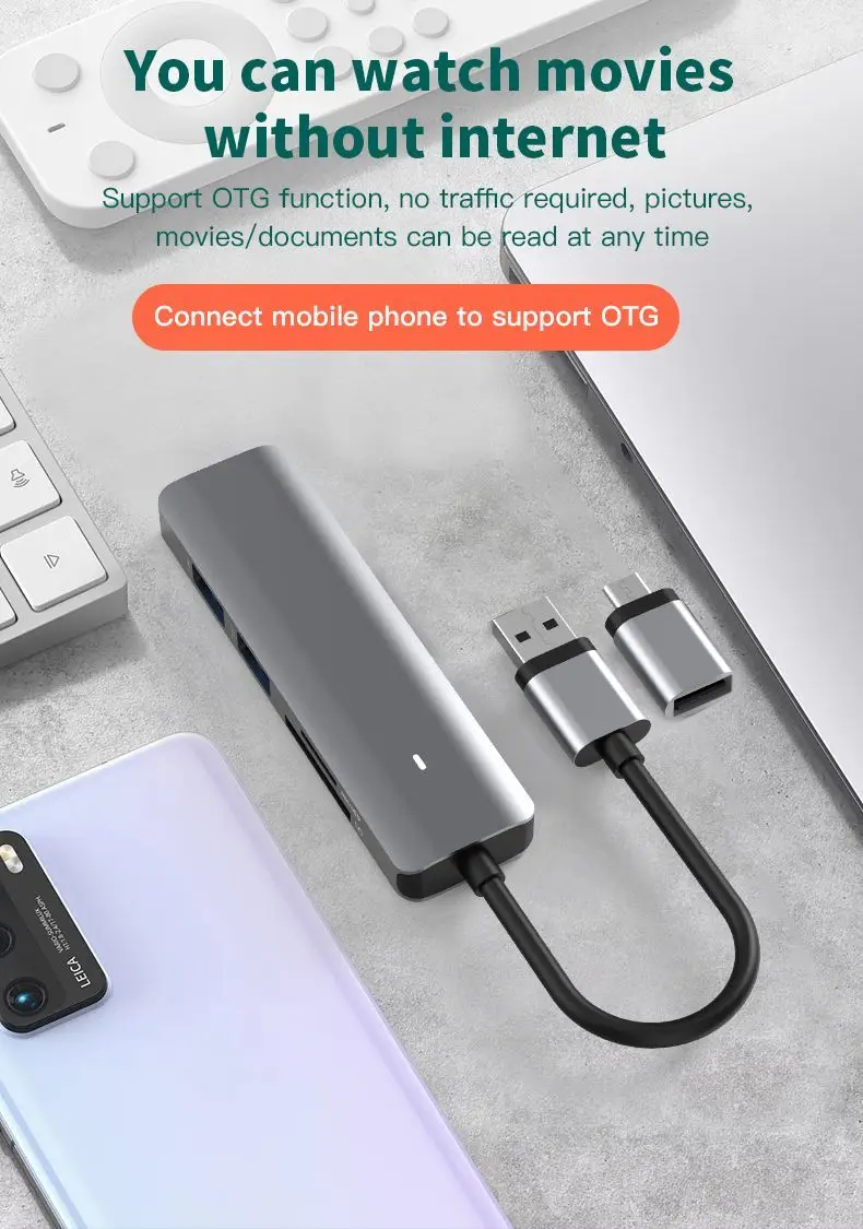 Aluminum Type C Usb Port Hub Multiport 4 In 1 Usb C Hub 3.0 Drive ...