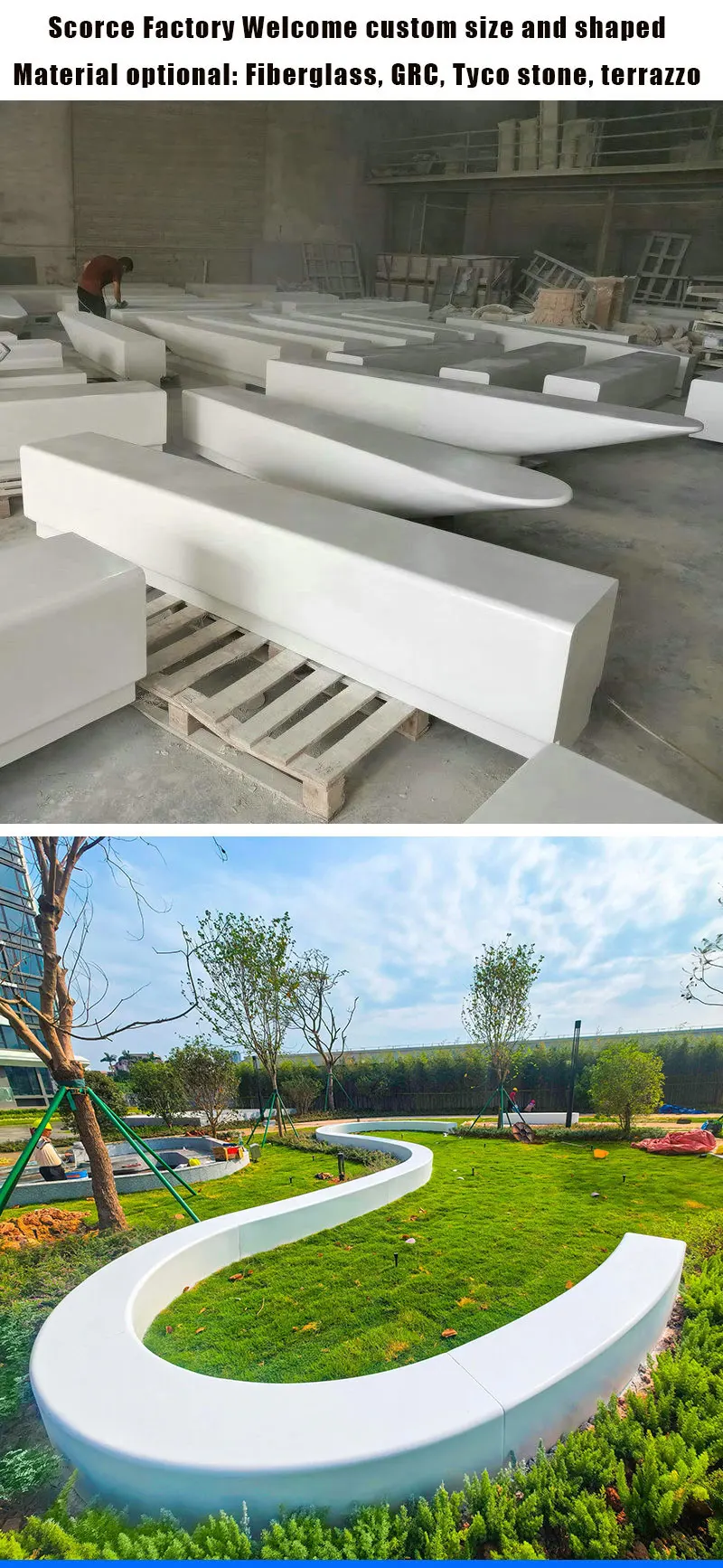 G013 Reinforced Concrete GRC Big Tree Planter Bench - Durable Outdoor ...
