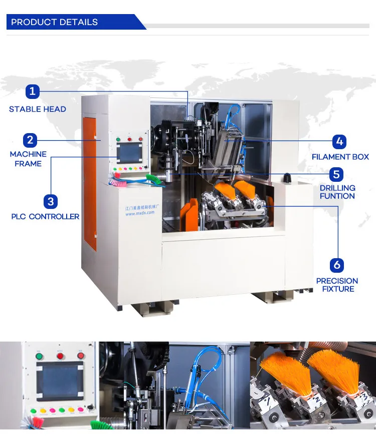 5 Axis 2 Drilling and 1 Tufting Automatic CNC Brush Maker