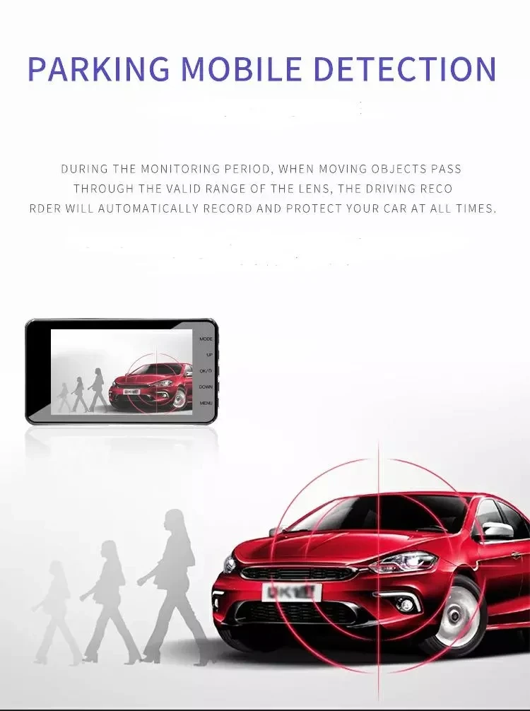 170 Degree Ultra Wide Angle 1080P Dashcam with 4 INCH Screen