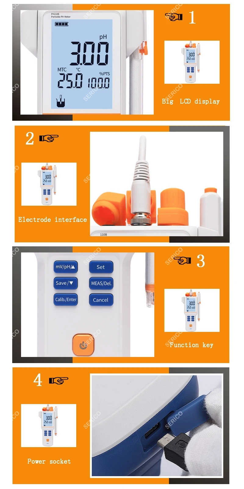 Serico Handheld Portable Ph Meter Digital Ph Meters Model Ph210e For Lab And Industry Water Soil ...