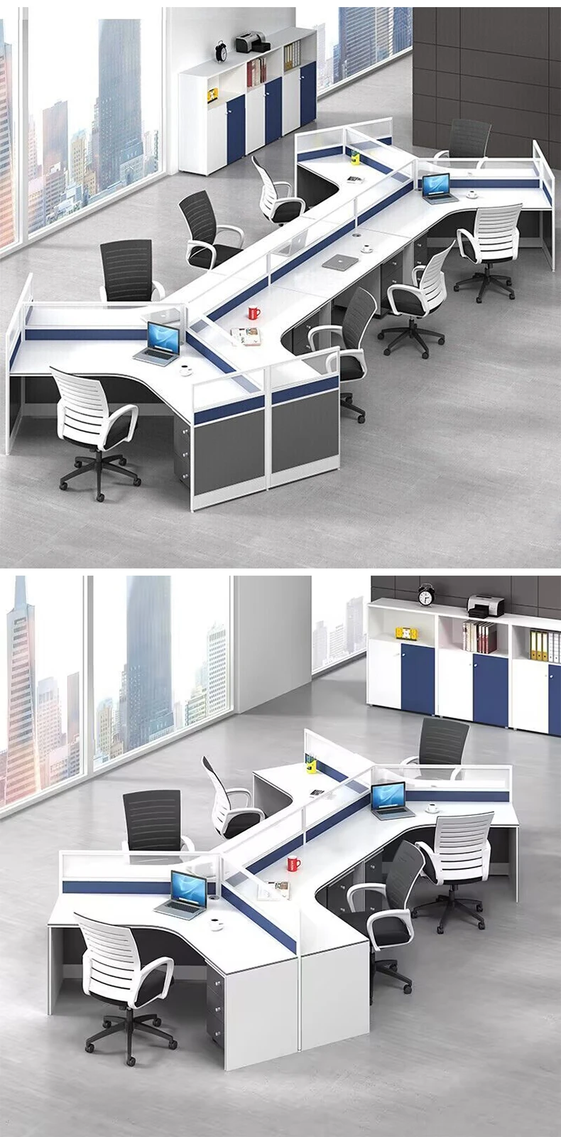 Modern Modular Wooden Office Workstation Desk with Extendable Steady ...