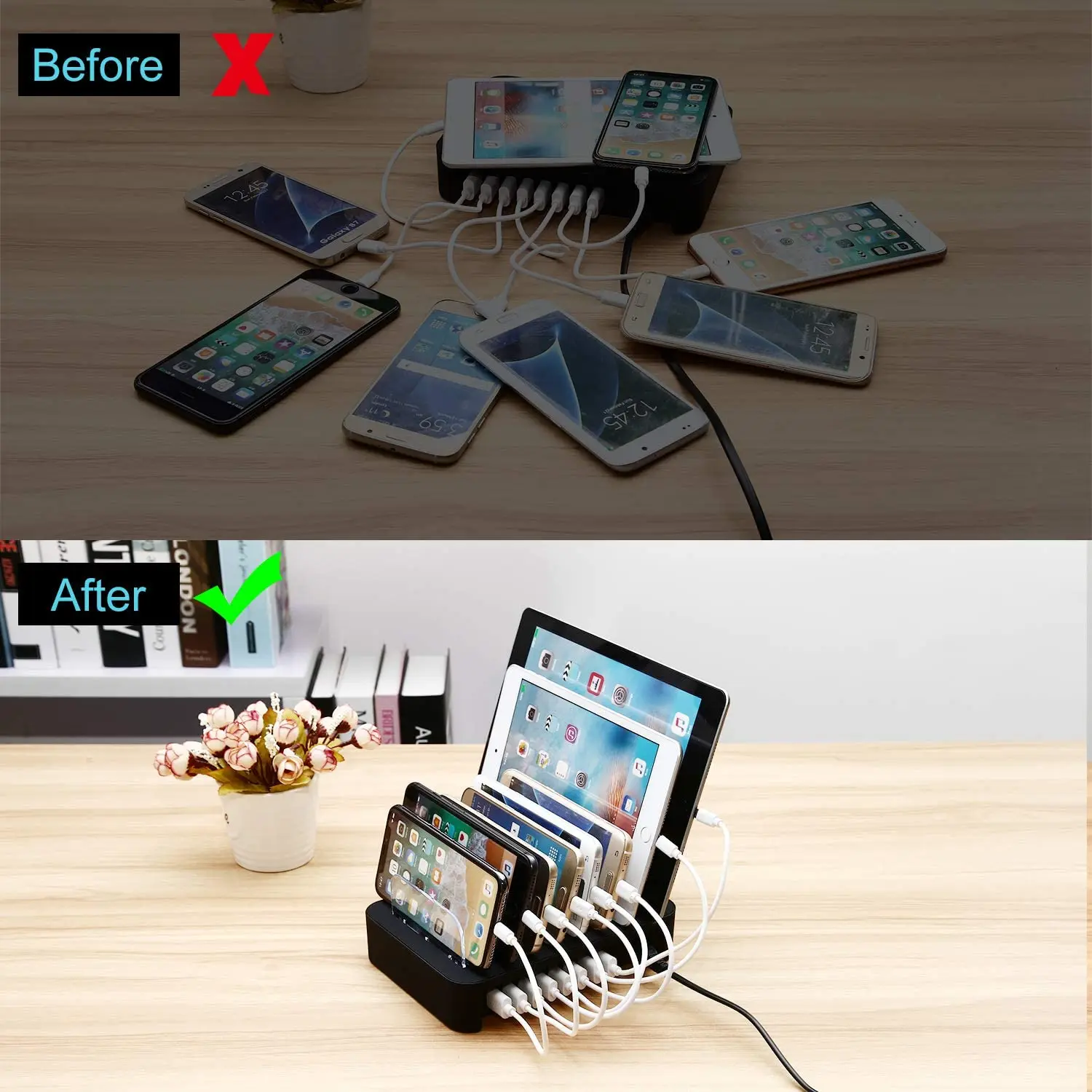 Multi Charging Station 8-port Usb Charger For Multiple Device With ...