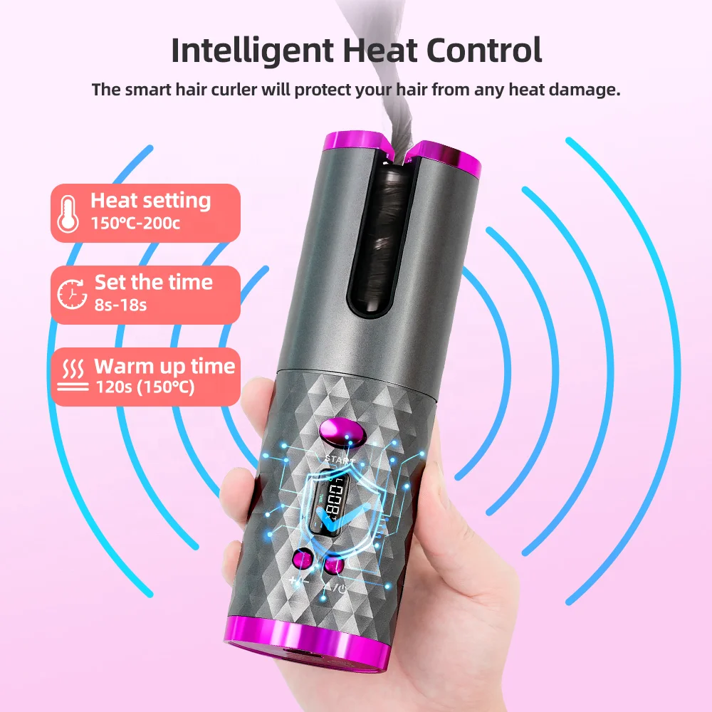 Mini Rechargeable Electric Cordless Wireless Hair Curler Curling Iron ...
