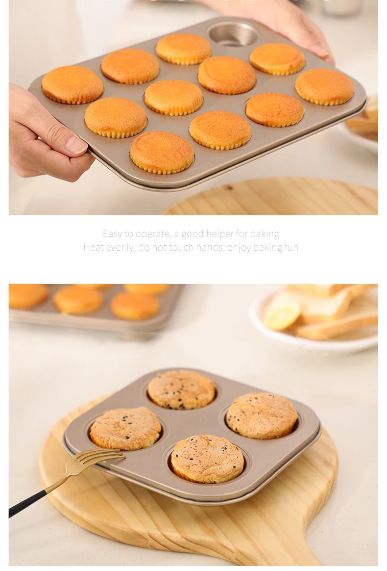 Eco Friendly Non-stick Carbon Steel Muffin Pan Baking Molds 4/6/9/12 ...