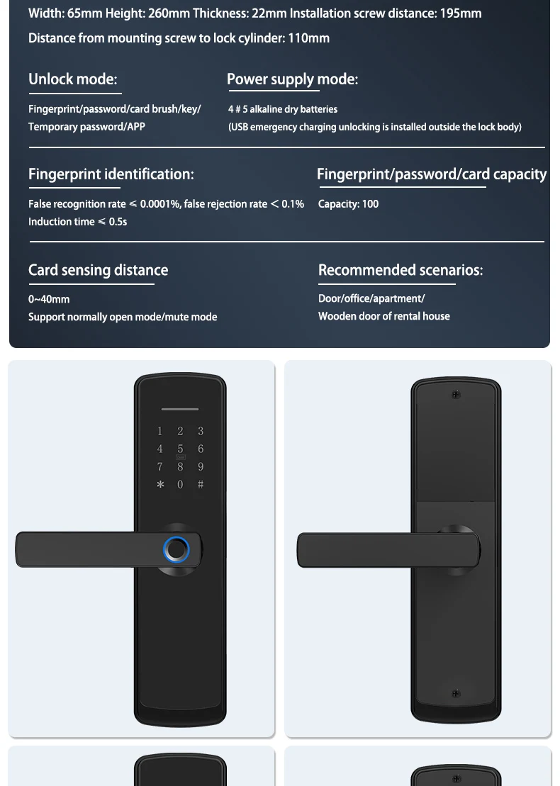 Smart Lock Biometric Intelligent Electronic Fingerprint Smart Lock Door Ic Card Fingerprint Door ...