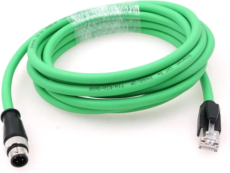 M12 Ethernet 4 Pin To Rj45 Cat5e Cable Bare Copper Communication Cable ...