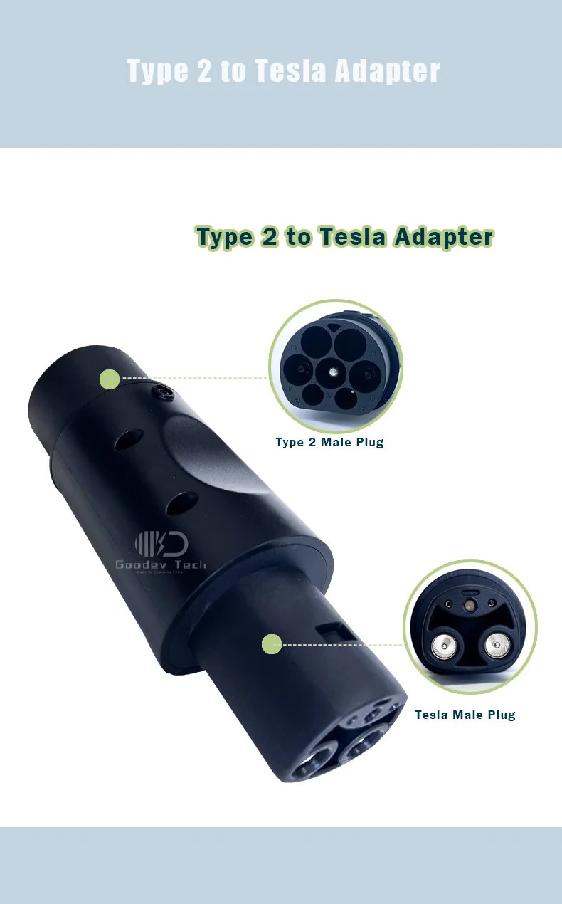 EV Charger Adapter - Type 2 to Tesla for Electric Cars