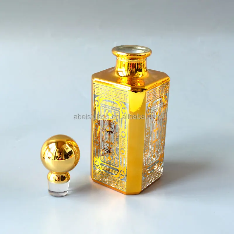 Luxury 250ml Gold Painting by Hand Glass Oud Oil Perfume Decanter