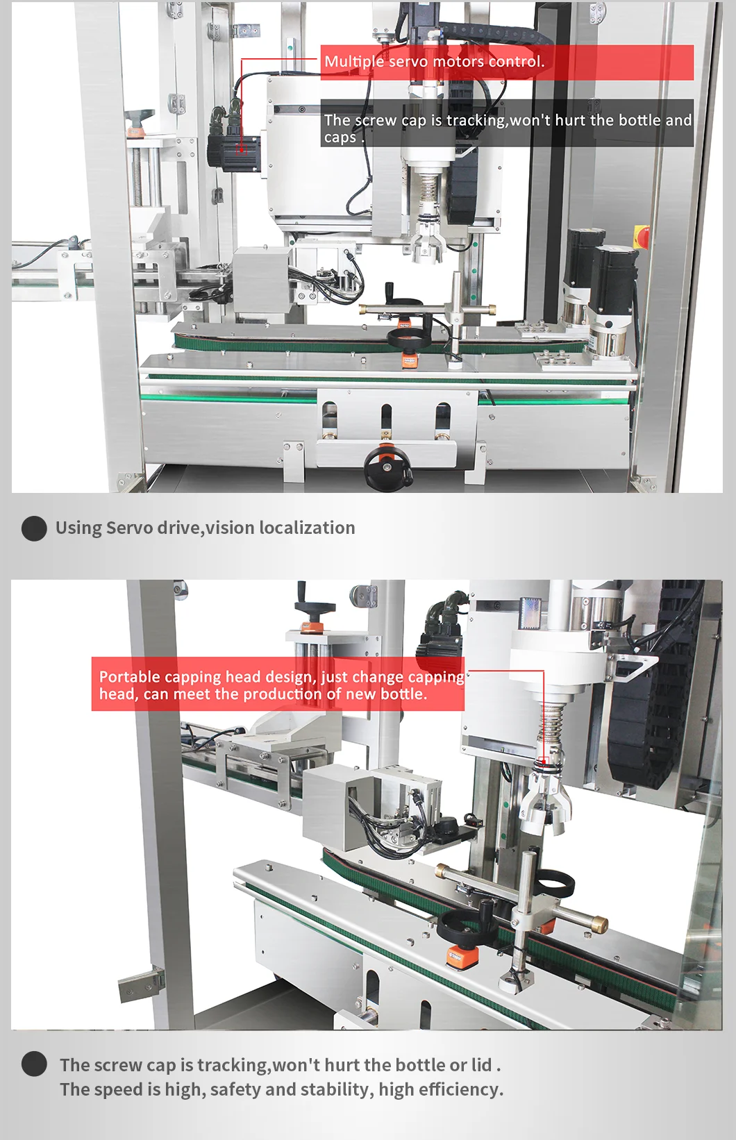 4000BPH 5000BPH Torque Control Automatic Double-head Tracking Capping ...