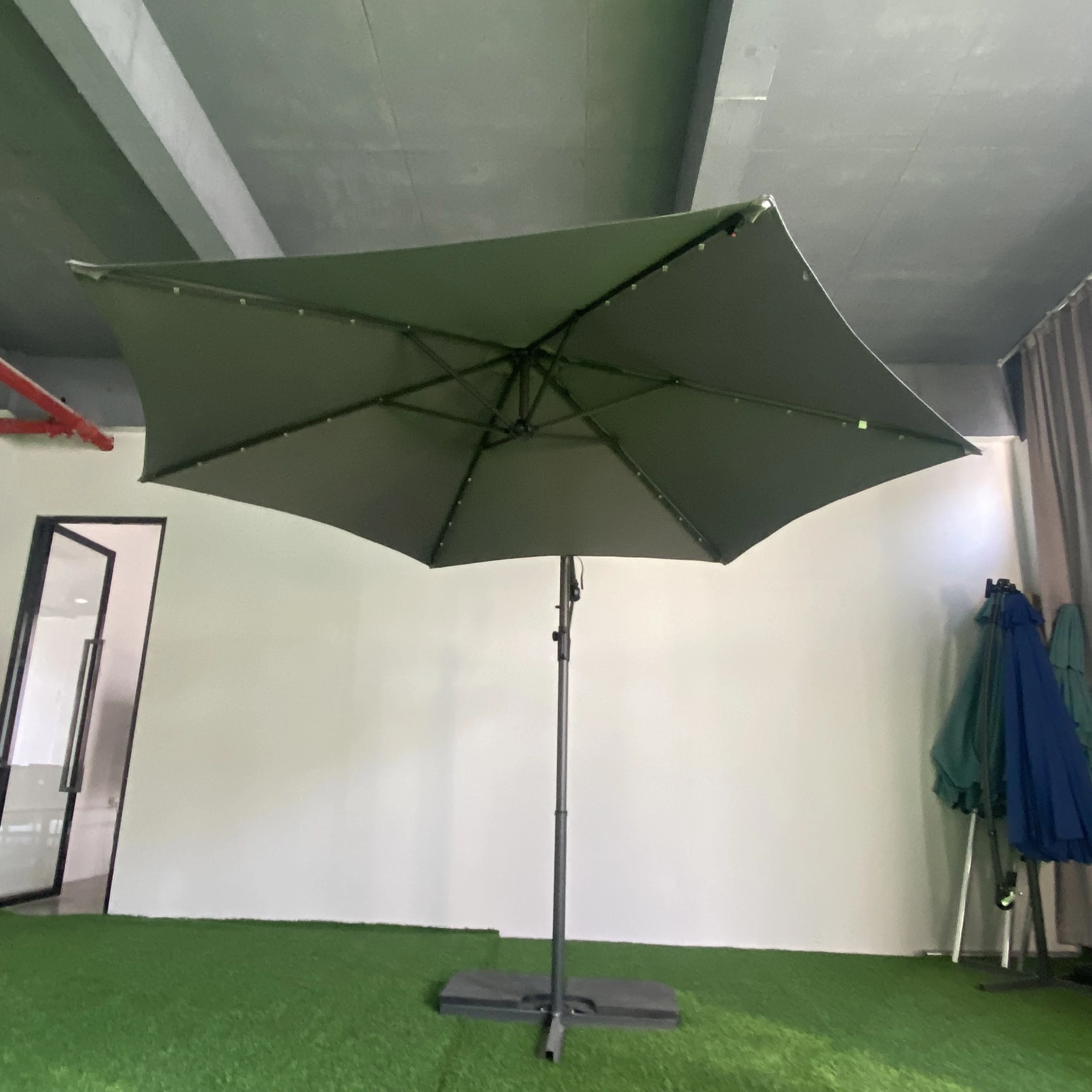 Garden Aluminium Umbrellas Solar Powered Heavy Duty Parasol Rectangle ...