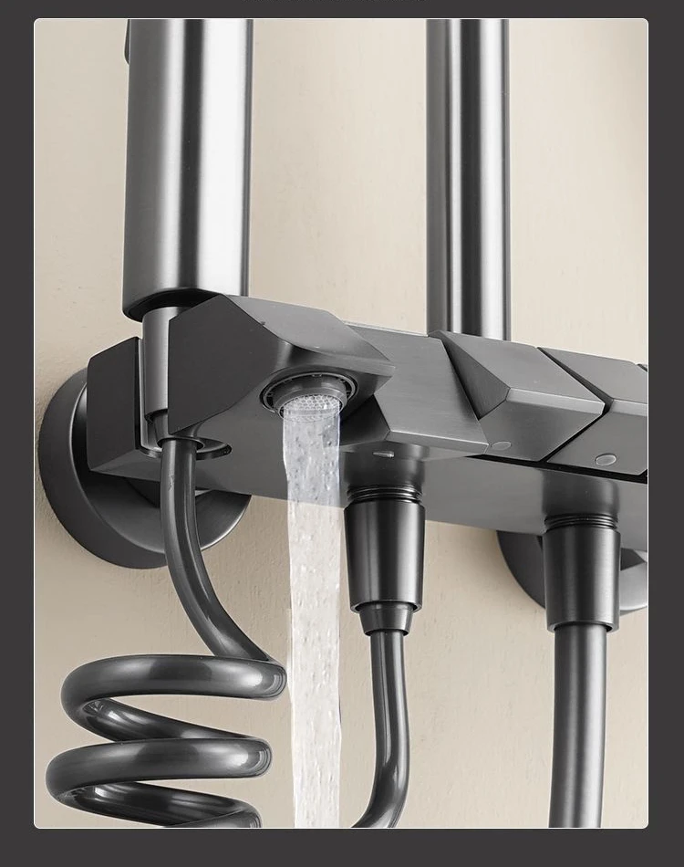 Black Gun Gray Piano Shower Set 4 Functions - Modern Bath