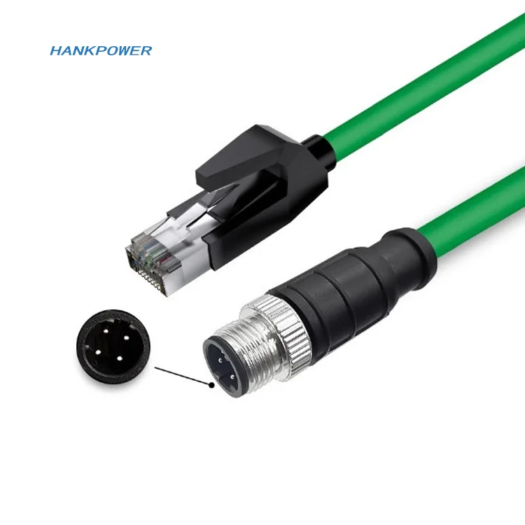 Right Angle M12 D Code 4pin Male To Rj45 Male Industrial Ethernet Cat6 ...
