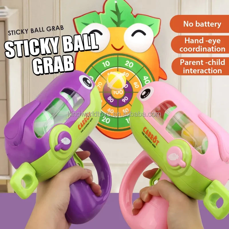 Projectile Sticky Ball Carrot Gun Target Shooting Outdoor Throwing Dart ...