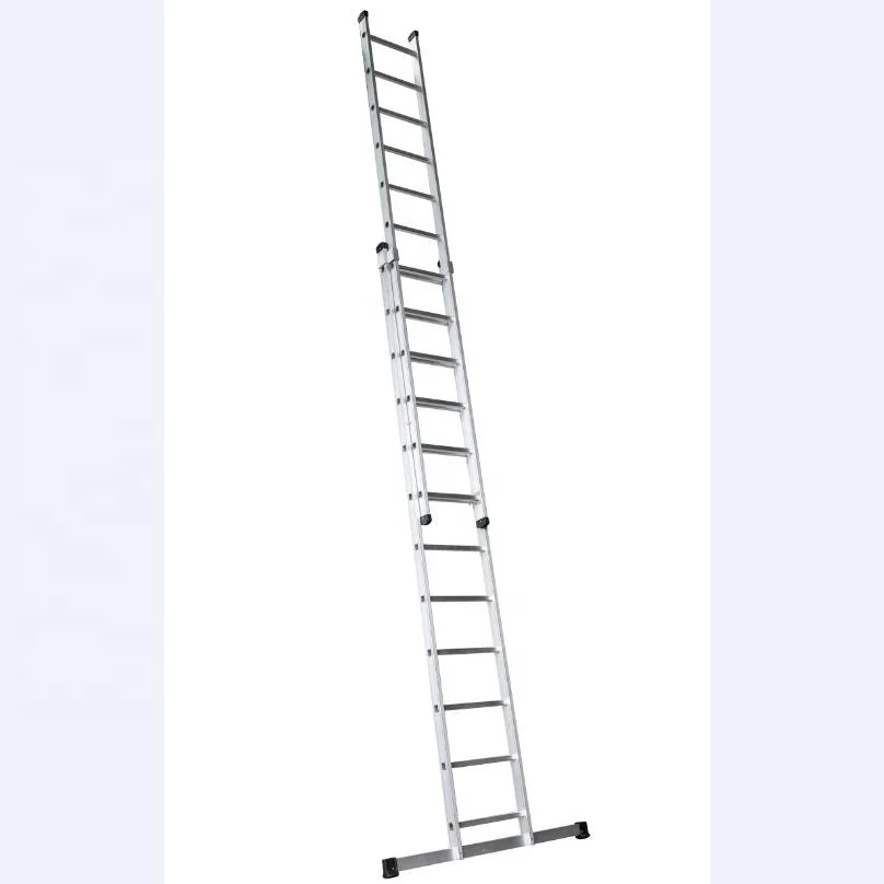 Aluminium Extension Ladders 24 Square D-Rungs 2 Section Extended Ladder ...
