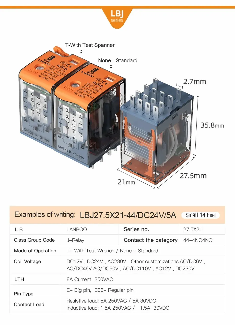 Single Pole Controlled Variable Intermediate Relay 2NO2NC DC12/24V ...
