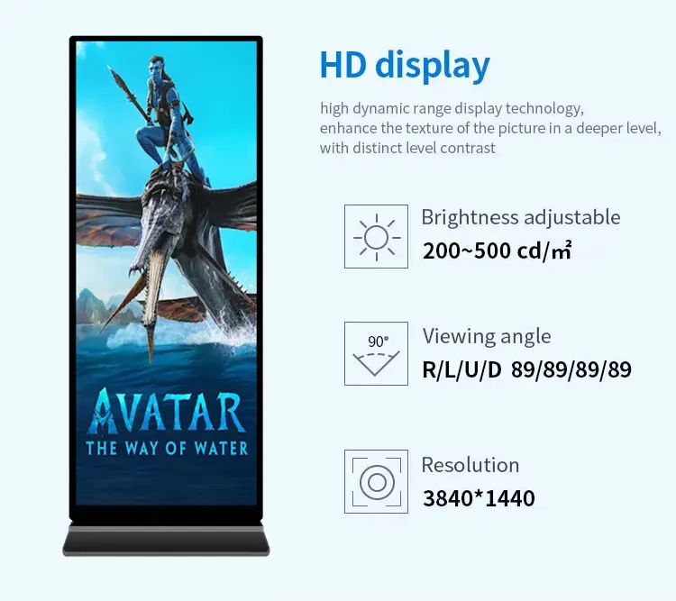 OEM 70 75 86 Inch Vertical Full Screen Lcd Kiosk Floor Stand ...