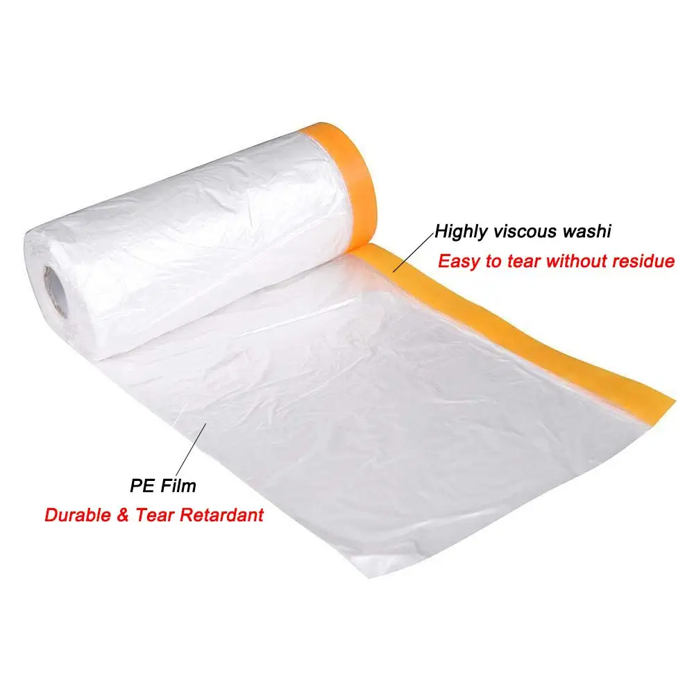Transparent Masking Film Painter Pre Taped Plastic Protection For ...