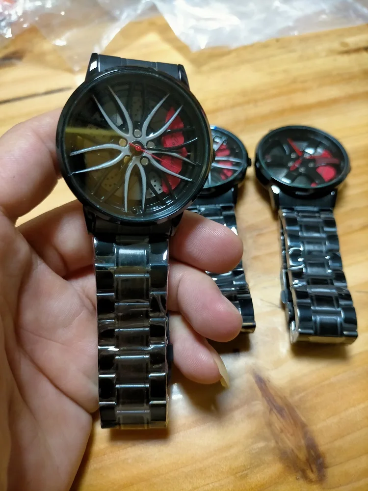 Car Wheel Watch - Stylish 3D Hollow Dial Stainless Steel