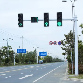 Outdoor Crossing Road Warning Safety Sign Post Red Green Traffic Light ...