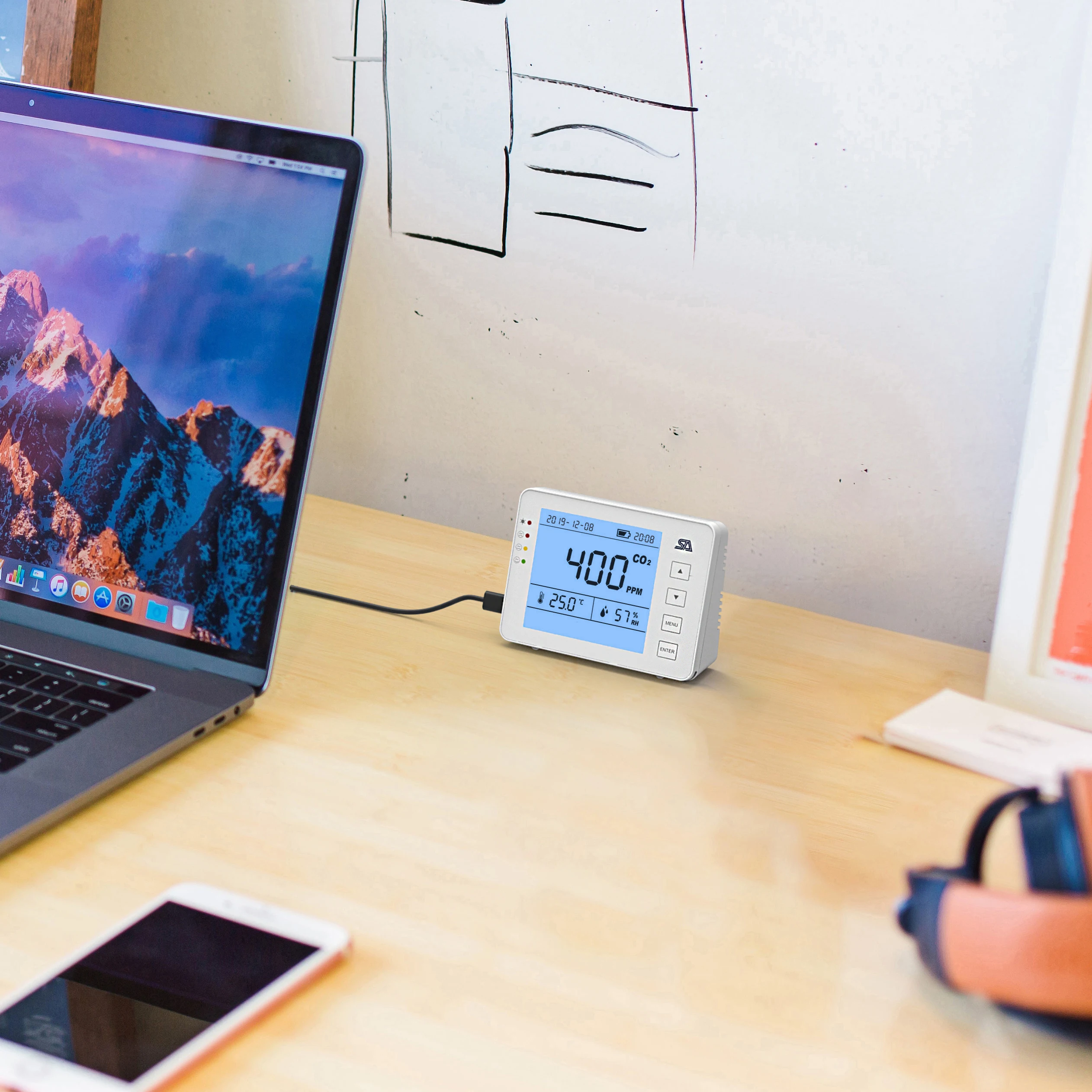 Co2 Data Logger Monitor,Wall-mounted Carbon Dioxide Detector,Iaq Co2 ...