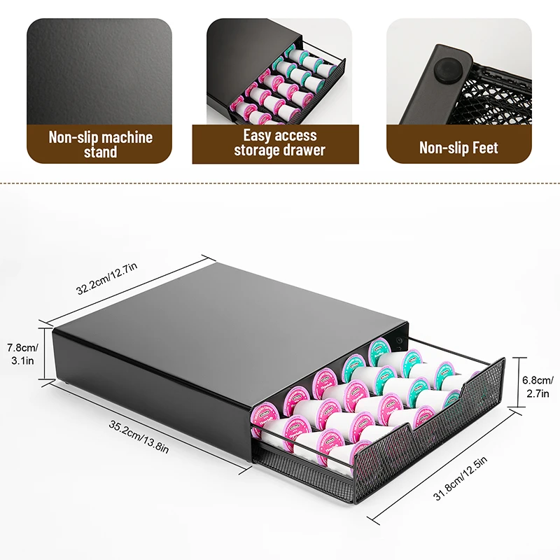 Metal Nespresso Vertuo Coffee Pods Holder Rack - 30-45 Pods Capacity, OEM