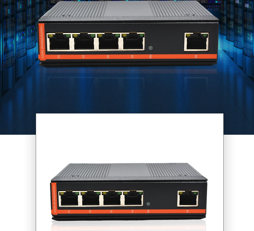 Industrial Fiber Transceiver 5*ports Rj45 10/100/1000m Electrical Ports ...