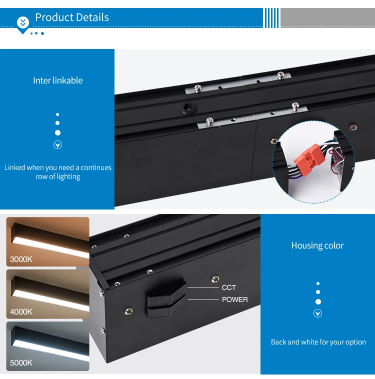 Customized 60w 4ft 8ft Suspended Led Linear Lamp Ceiling Commercial ...