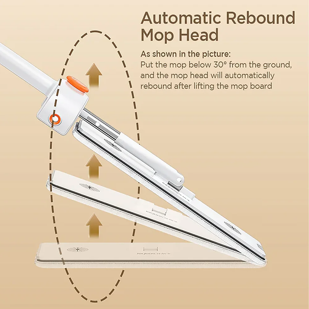 JOYBOS Adjustable Wet and Dry Floor Flat Mop With 2 Washable Pads Long ...