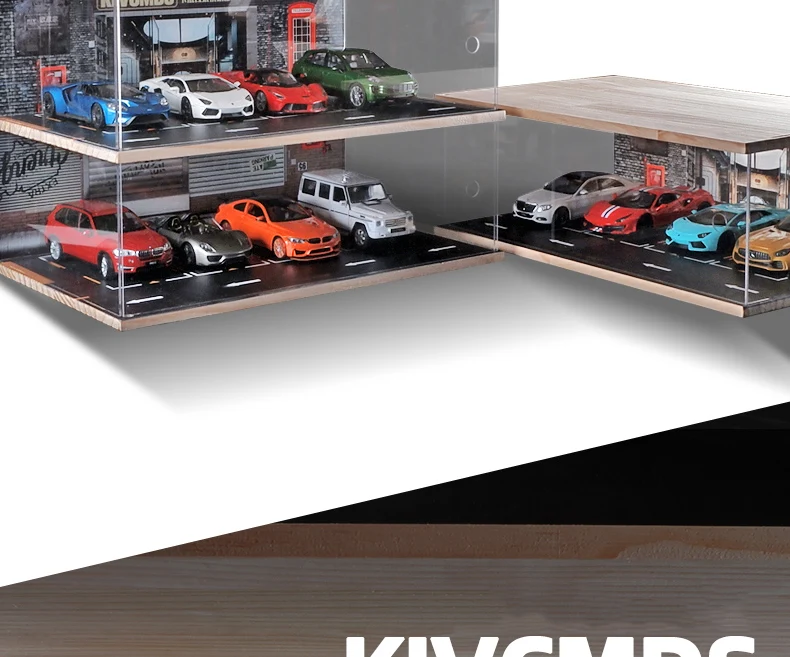 Kivcmds 1:24 Garage Scene Model Car Acrylic Display Case Dust Cover ...